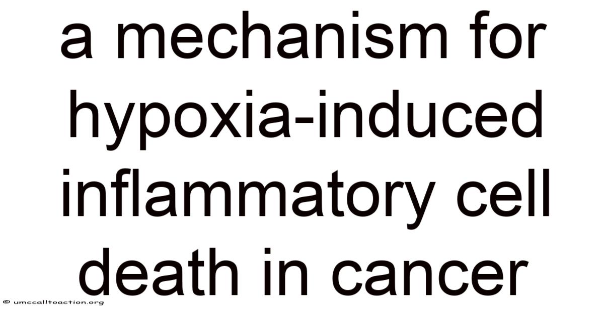 A Mechanism For Hypoxia-induced Inflammatory Cell Death In Cancer