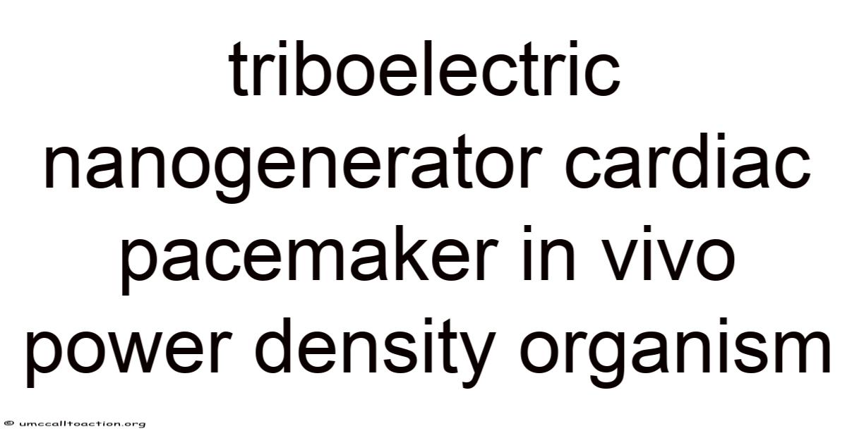 Triboelectric Nanogenerator Cardiac Pacemaker In Vivo Power Density ...
